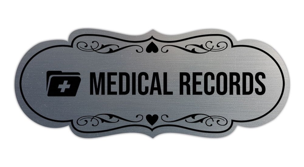 Signs ByLITA Designer Medical Records Sign (Brushed Silver) - Large ...