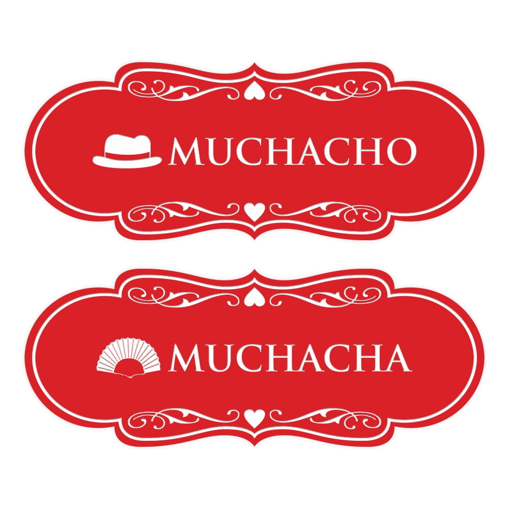 Signs ByLITA Designer Muchacho and Muchacha 2 Pack Restroom Sign (Red ...