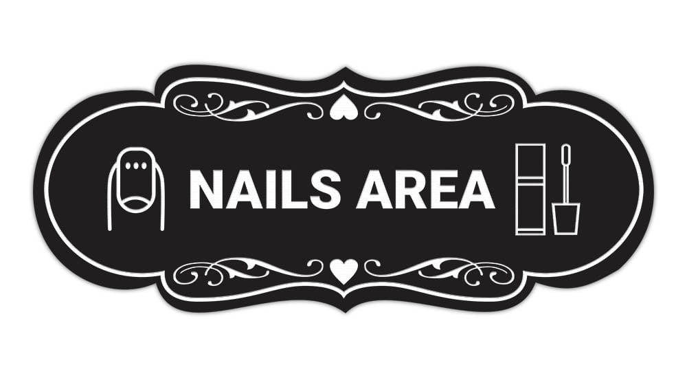 Signs ByLITA Designer Nails Area Makeup Area Sign (Black) - Large ...