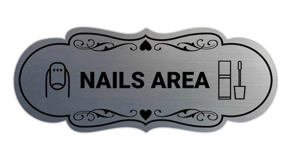 Signs ByLITA Designer Nails Area Makeup Area Sign (Brushed Silver ...