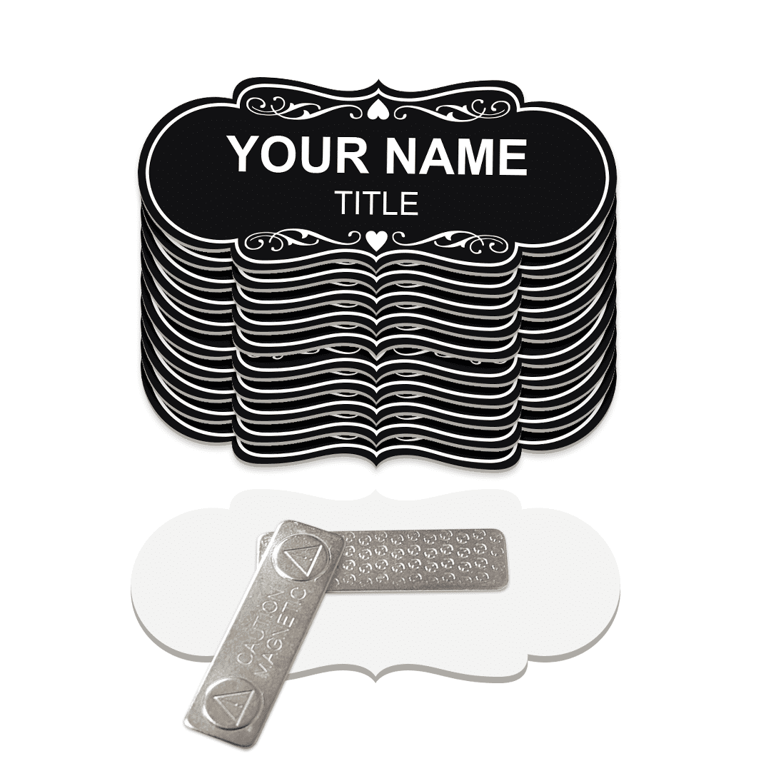 Signs ByLITA Designer Name Tags Blank Badges (1" x 3") With Magnetic ...