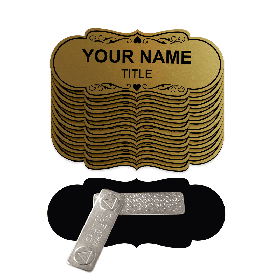 Signs ByLITA Designer Name Tags Blank Badges (1" x 3") With Magnetic ...