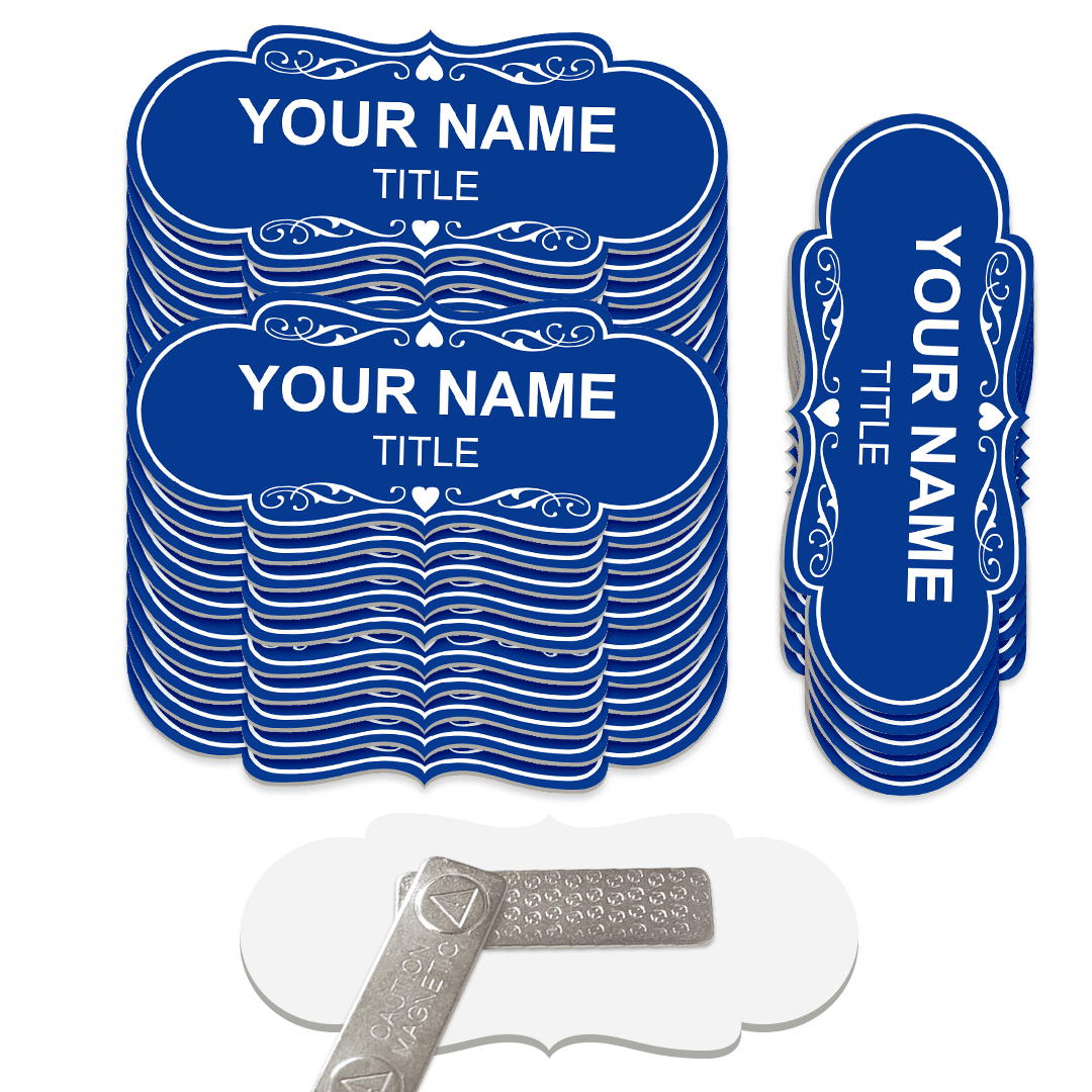 Signs ByLITA Designer Name Tags Blank Badges (1" x 3") With Magnetic ...