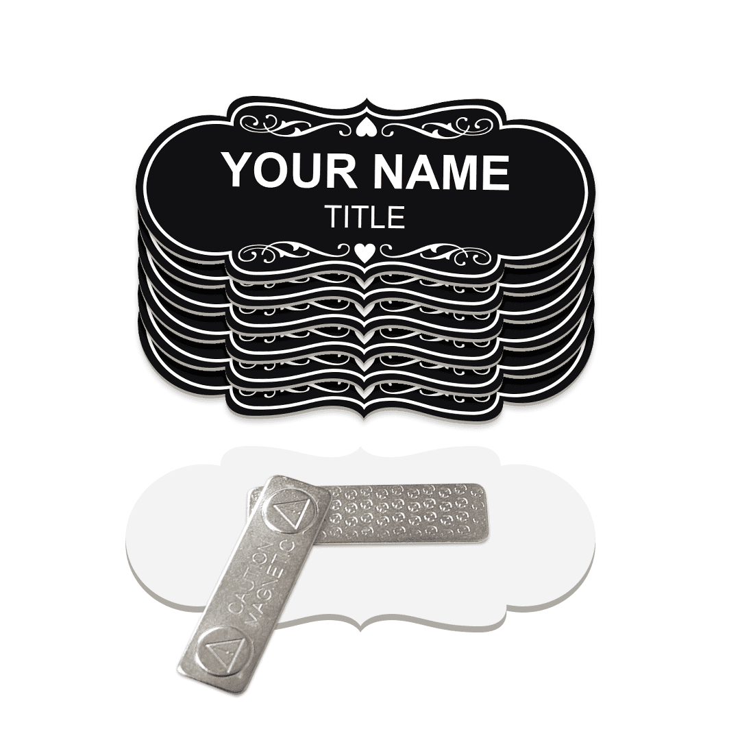 Signs ByLITA Designer Name Tags Blank Badges (1" x 3") With Magnetic ...