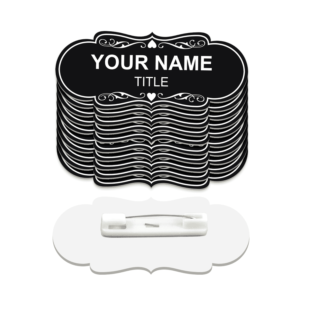 Signs ByLITA Designer Name Tags Blank Badges (1" x 3") With Pin ...