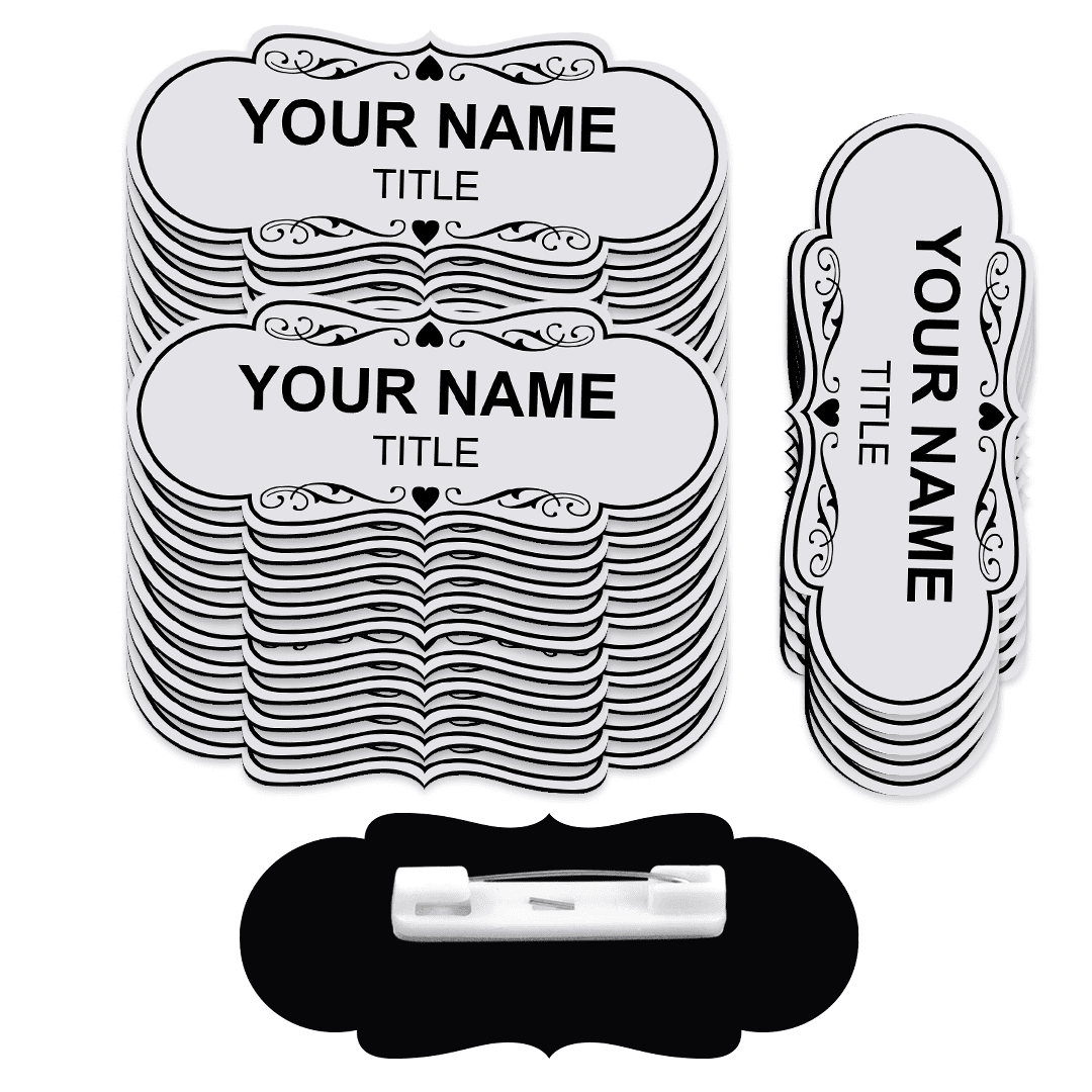 Signs ByLITA Designer Name Tags Blank Badges (1" x 3") With Pin ...