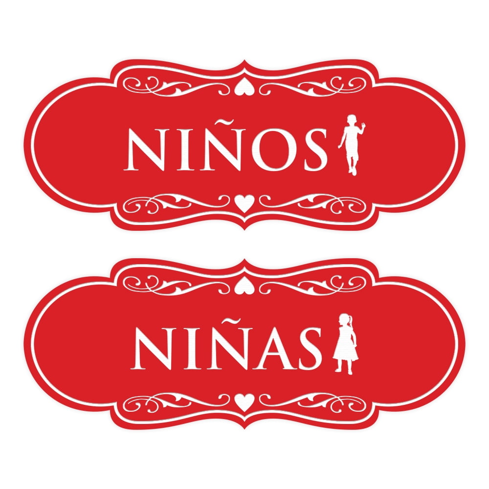 Signs ByLITA Designer Niños and Niñas 2 Pack Restroom Sign (Red ...