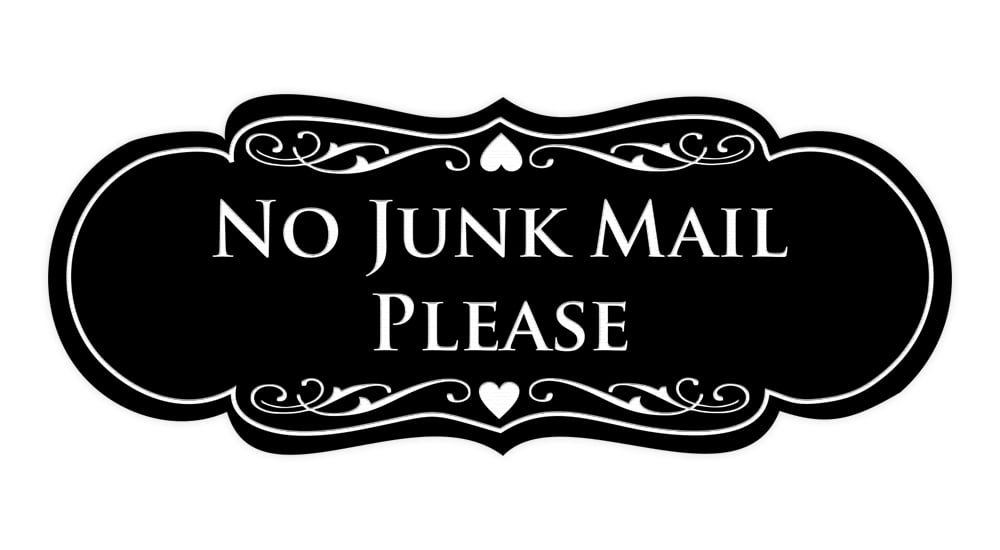 Signs ByLITA Designer No Junk Mail Please Sign (Black) - Large ...