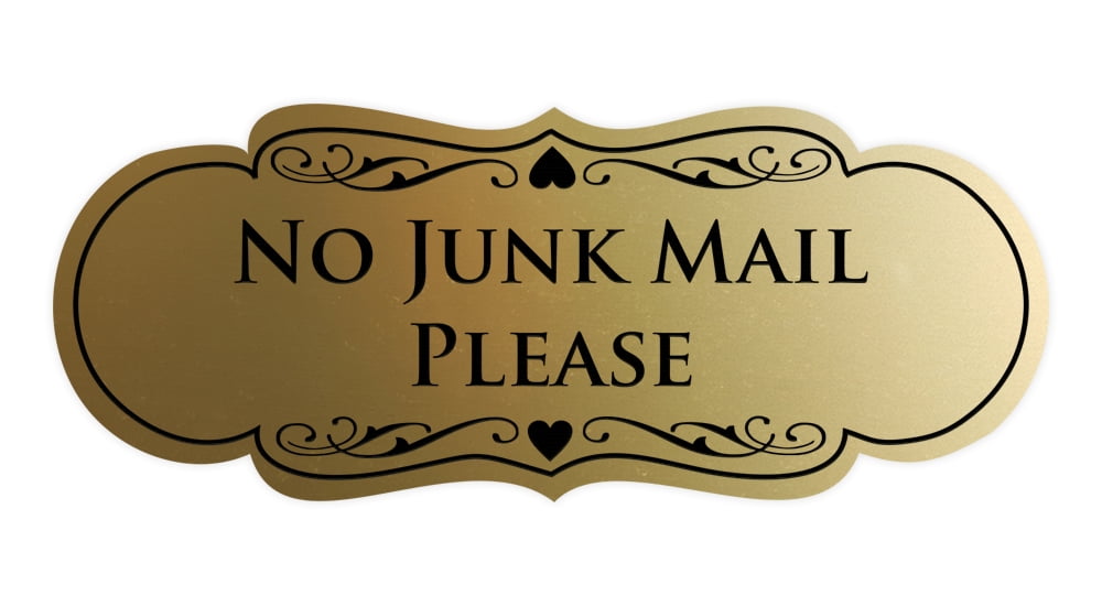 Signs ByLITA Designer No Junk Mail Please Sign (Brushed Gold) - Large ...