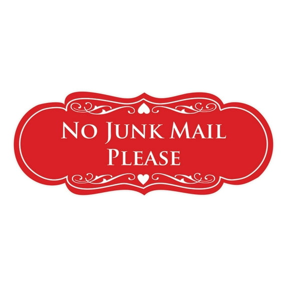 Signs ByLITA Designer No Junk Mail Please Sign (Red) - Large - Walmart.com