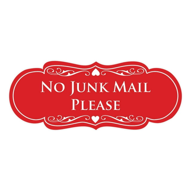 Signs ByLITA Designer No Junk Mail Please Sign (Red) - Small - Walmart.com