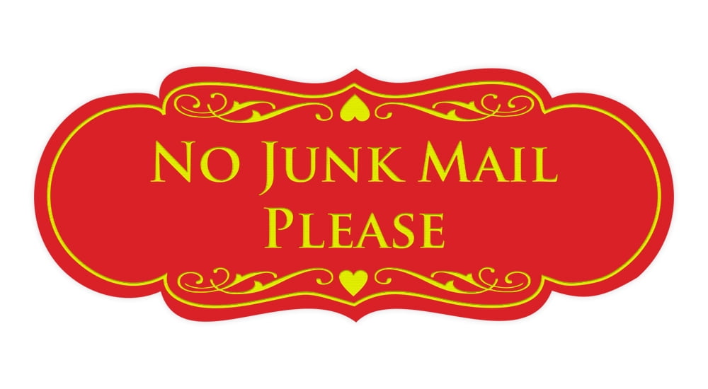 Signs ByLITA Designer No Junk Mail Please Sign (Red/Yellow) - Large ...