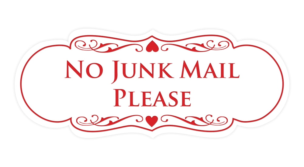 Signs ByLITA Designer No Junk Mail Please Sign (White/Red) - Small ...