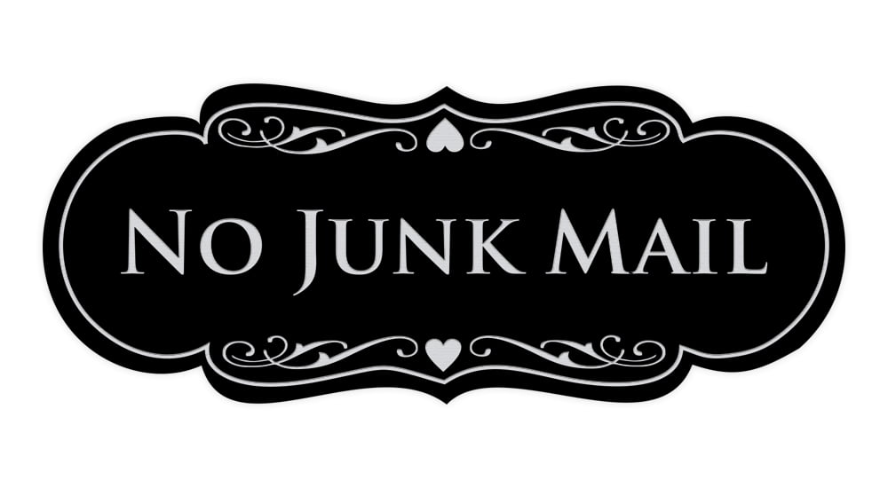 Signs ByLITA Designer No Junk Mail Sign (Black / Silver) - Medium ...
