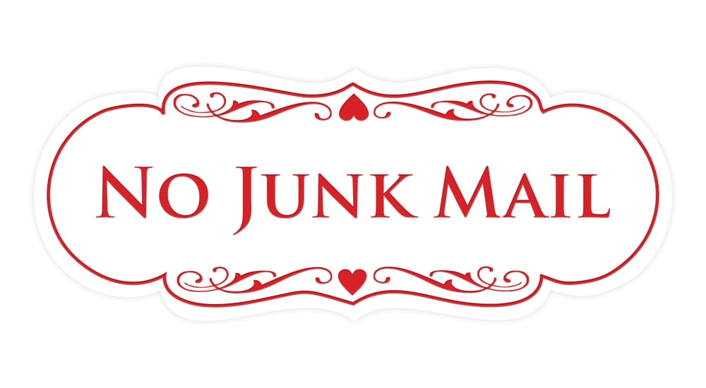 Signs ByLITA Designer No Junk Mail Sign (White/Red) - Large - Walmart.com