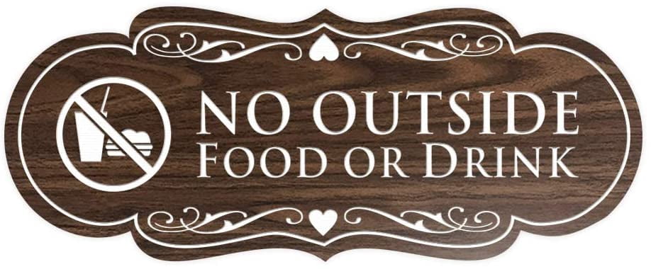 Signs ByLITA Designer No Outside Food or Drink Sign(White/Red) - Medium ...