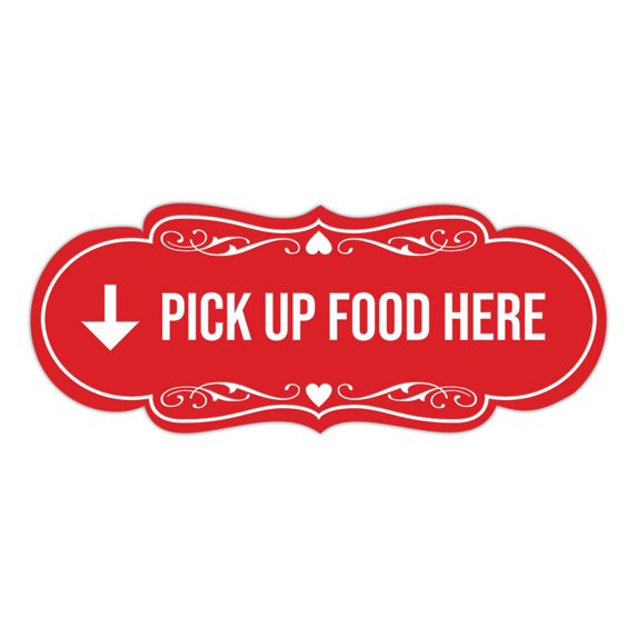 Signs ByLITA Designer Pick Up Food Here Sign (Red) - Small - Walmart.com
