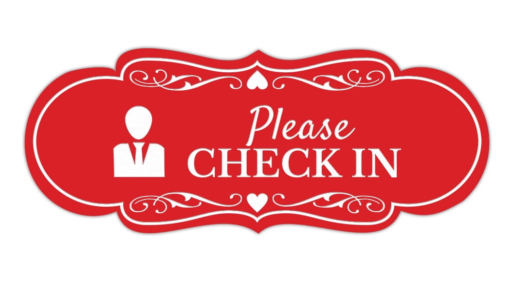 Signs ByLITA Designer Please Check In Sign (Red) - Small - Walmart.com