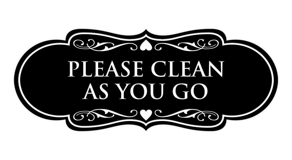 Signs ByLITA Designer Please Clean As You Go Sign (Black) - Small ...
