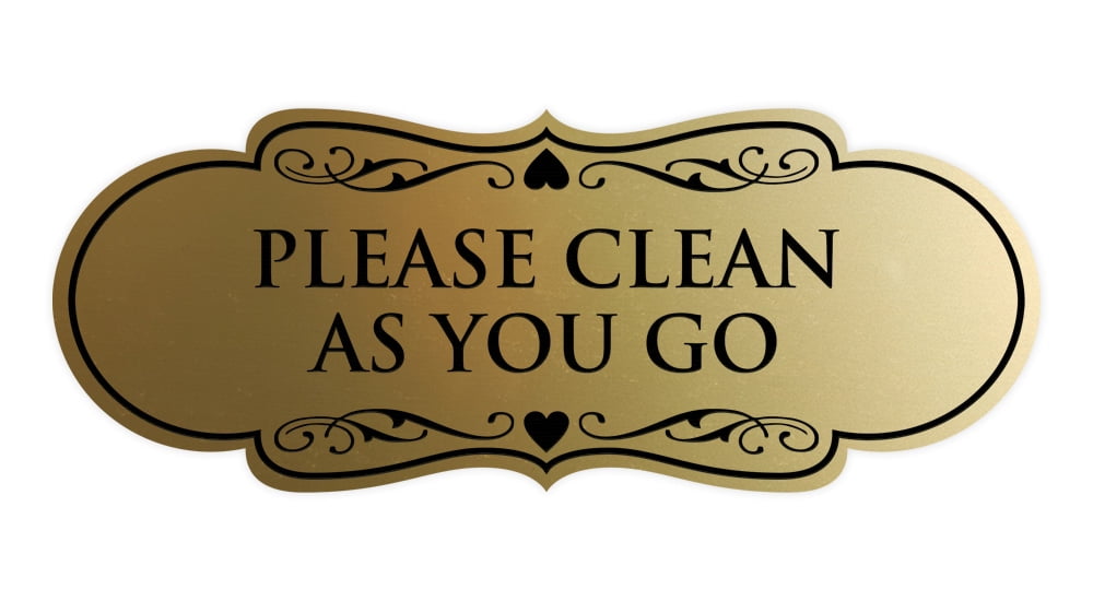 Signs ByLITA Designer Please Clean As You Go Sign (Brushed Gold ...