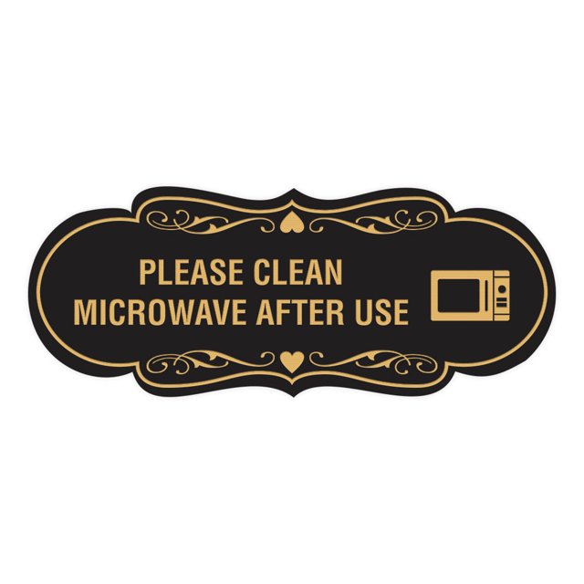 Signs ByLITA Designer Please Clean Microwave After Use Sign (Black Gold ...