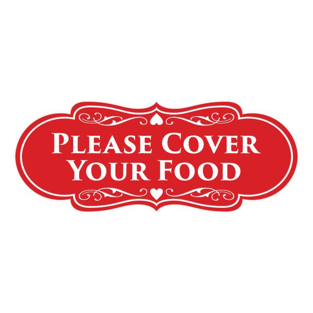 Signs ByLITA Designer Please Cover Your Food Sign (Red) - Large ...