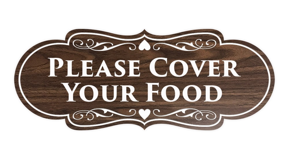 Signs ByLITA Designer Please Cover Your Food Sign (Walnut) - Large ...
