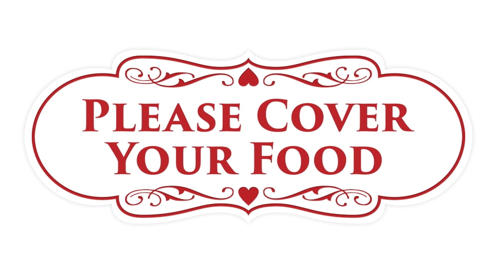 Signs ByLITA Designer Please Cover Your Food Sign (White/Red) - Large ...