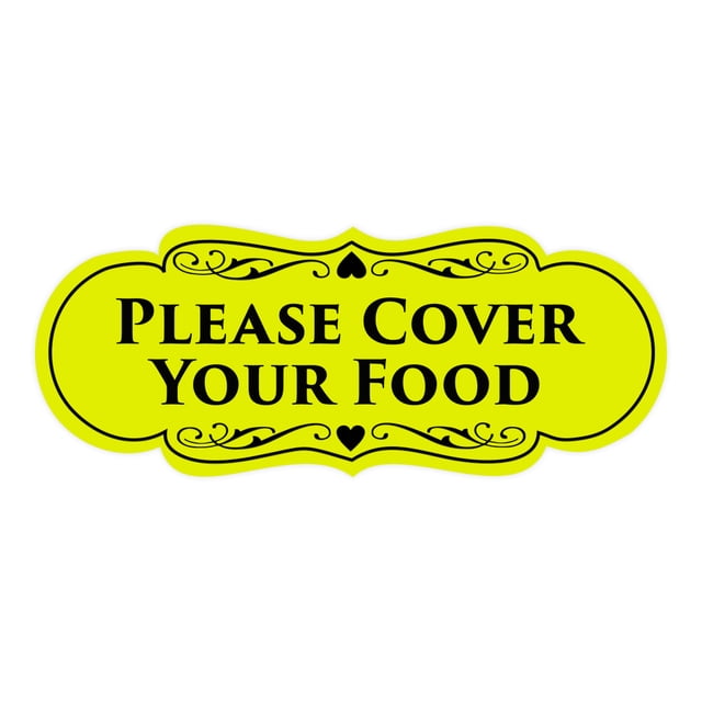Signs ByLITA Designer Please Cover Your Food Sign (Yellow / Black ...