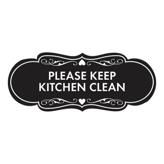 Signs ByLITA Designer Please Keep Kitchen Clean Sign (Black) - Large ...