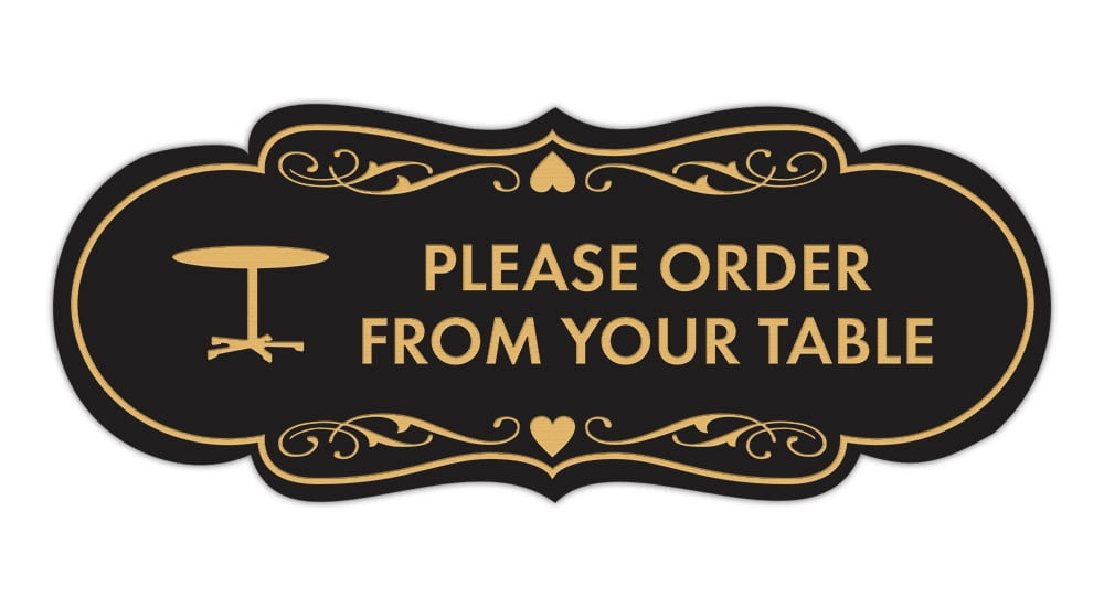 Signs ByLITA Designer Please Order From Your Table Sign (Black Gold ...