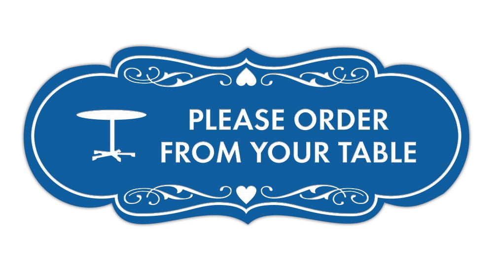 Signs ByLITA Designer Please Order From Your Table Sign (Blue) - Small ...