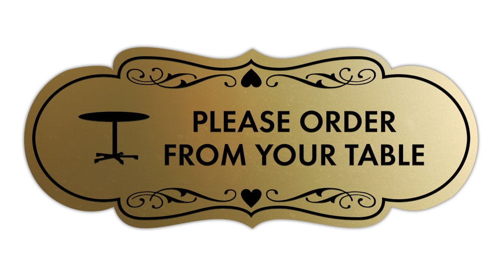 Signs ByLITA Designer Please Order From Your Table Sign (Brushed Gold ...