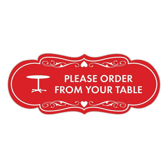 Signs ByLITA Designer Please Order From Your Table Sign (Red) - Large ...