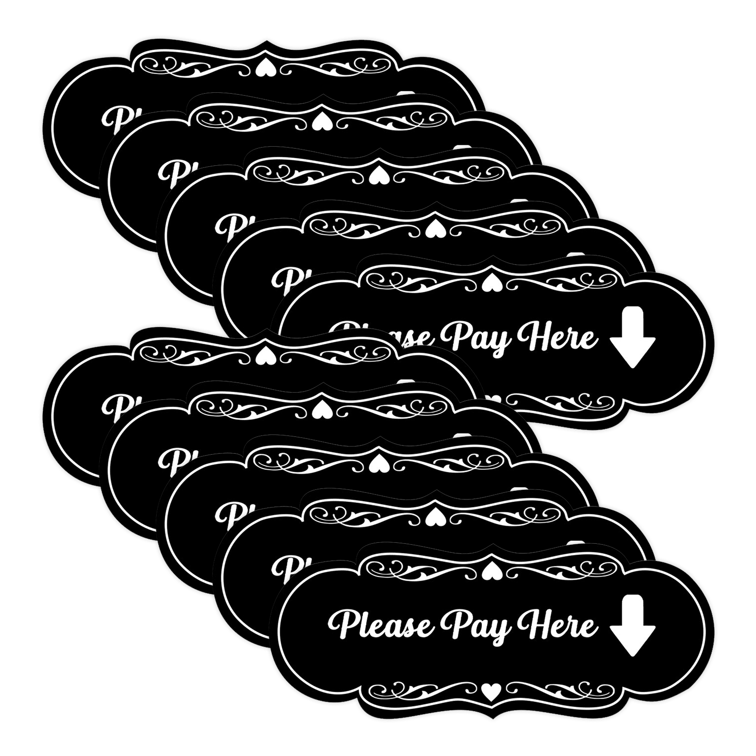 Signs ByLITA Designer Please Pay Here Sign (Black) - Small (10 Pack ...