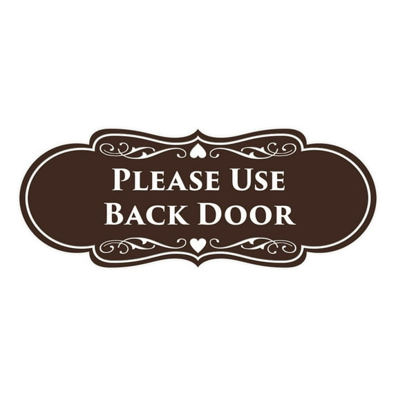 Signs ByLITA Designer Please Use Back Door Sign (Dark Brown) - Large ...