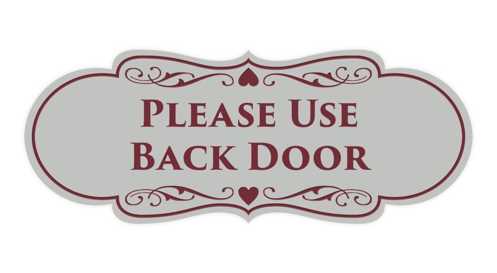 Signs ByLITA Designer Please Use Back Door Sign (Light Grey / Burgundy ...