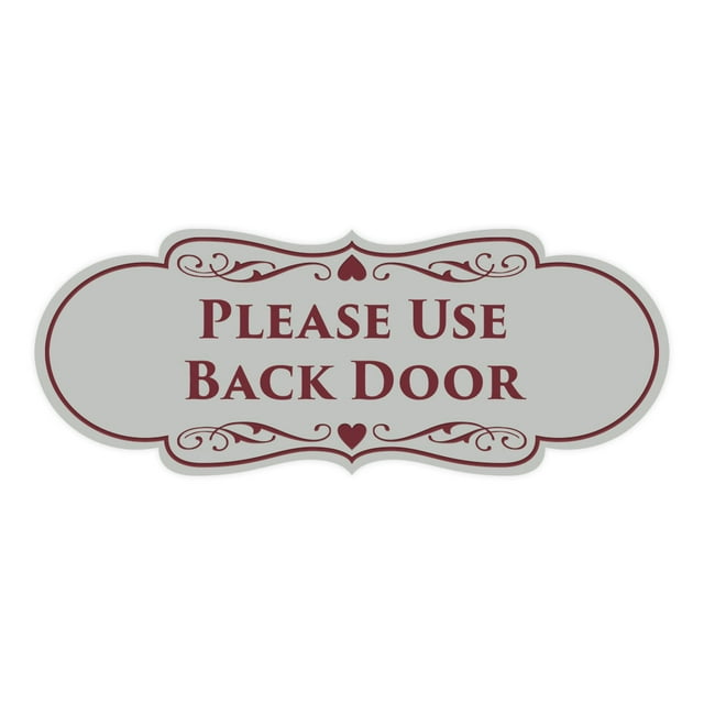 Signs ByLITA Designer Please Use Back Door Sign (Light Grey / Burgundy ...