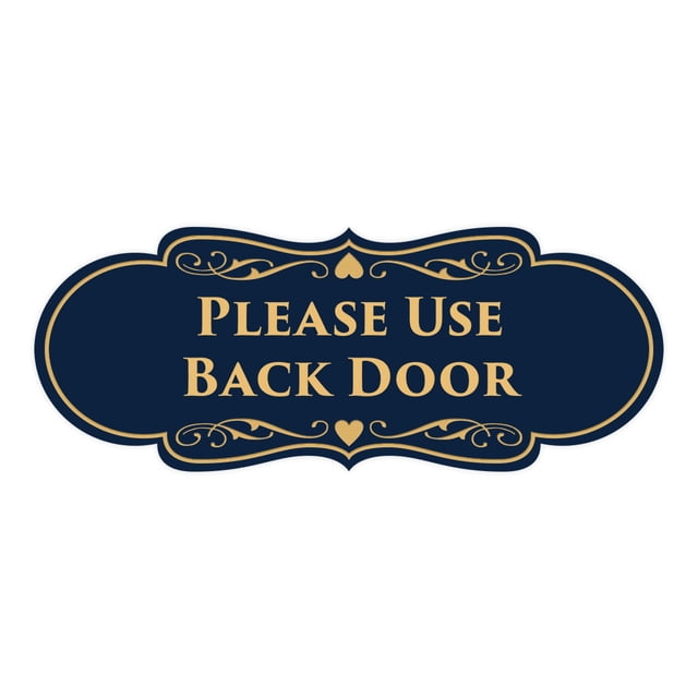 Signs ByLITA Designer Please Use Back Door Sign (Navy Blue/Gold ...