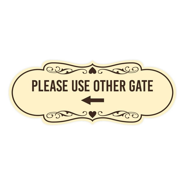 Signs ByLITA Designer Please Use Other Gate Left Arrow Sign (Ivory/Dark ...