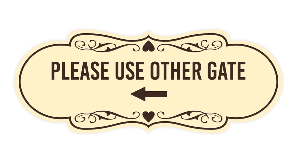 Signs ByLITA Designer Please Use Other Gate Left Arrow Sign (Ivory/Dark ...