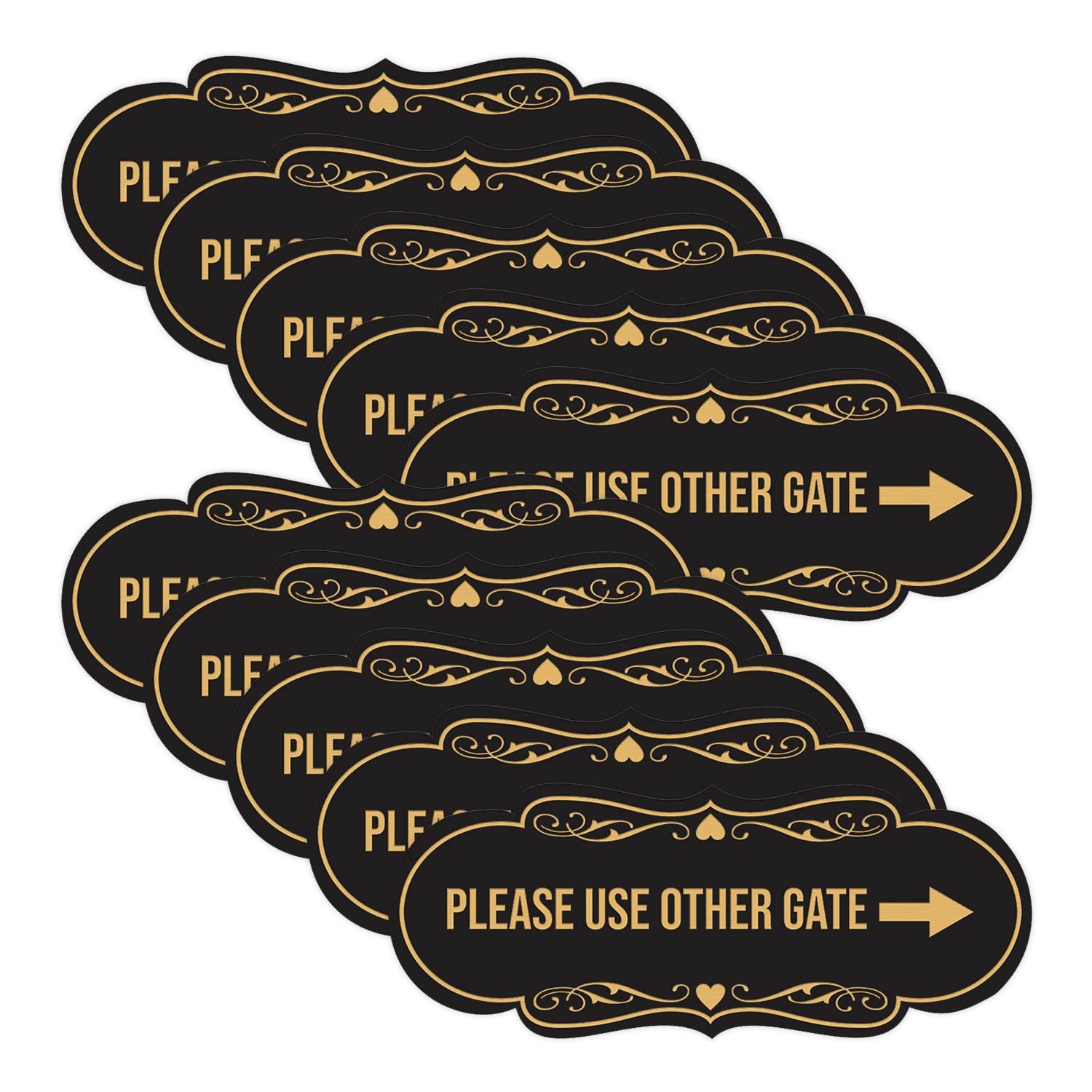 Signs ByLITA Designer Please Use Other Gate Sign (Black Gold) - Large ...