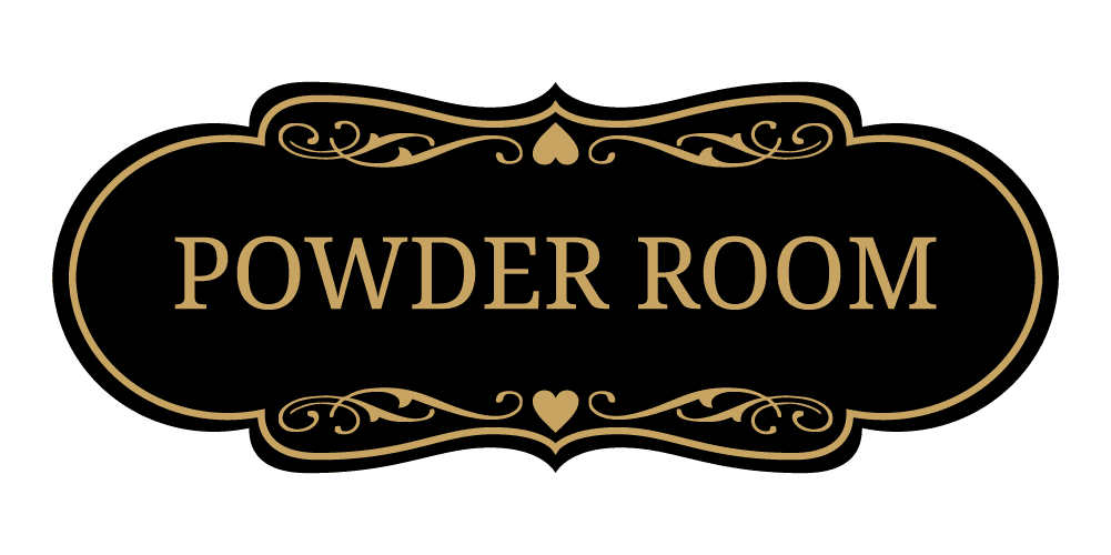 Signs ByLITA Designer Powder Room Sign (Black Gold) - Large - Walmart.com