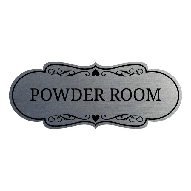 Signs ByLITA Designer Powder Room Sign (Brushed Silver) - Medium ...