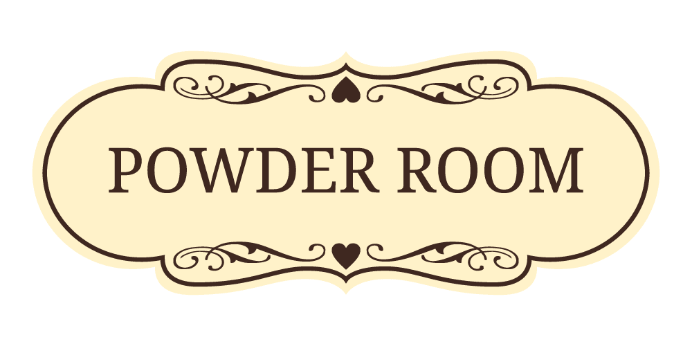 Signs ByLITA Designer Powder Room Sign (Ivory/Dark Brown) - Large ...