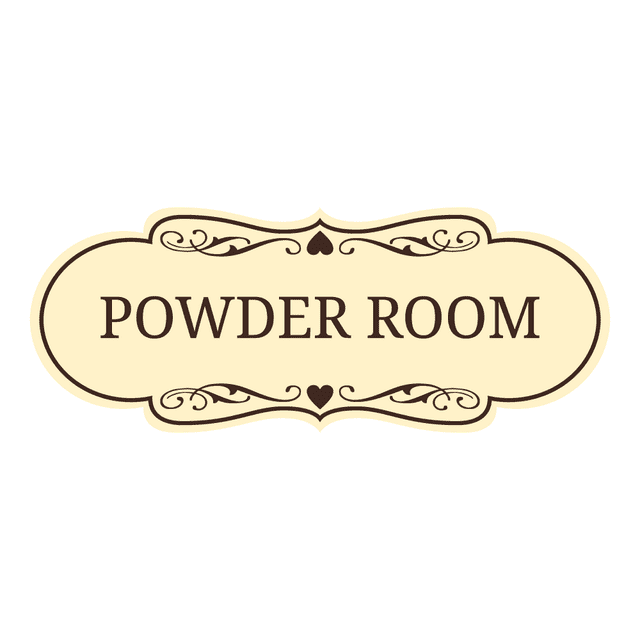 Signs ByLITA Designer Powder Room Sign (Ivory/Dark Brown) - Large ...