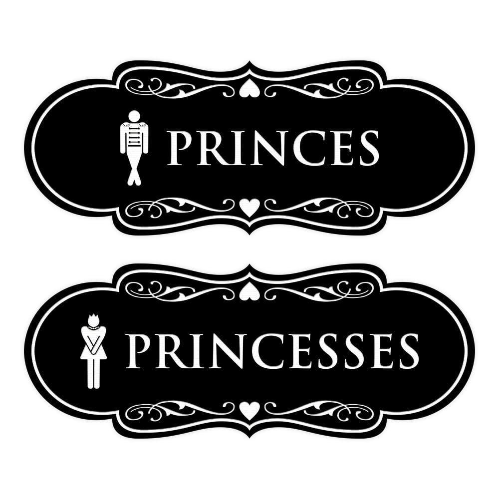 Signs ByLITA Designer Princes and Princesses 2 Pack Restroom Sign ...