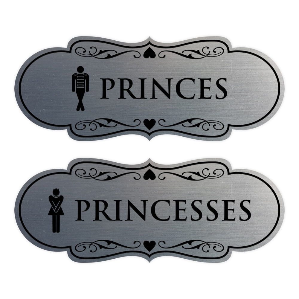 Signs ByLITA Designer Princes and Princesses 2 Pack Restroom Sign ...