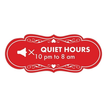Signs ByLITA Classic Framed, Quiet Hours 10 pm to 8 am Sign (Brushed ...