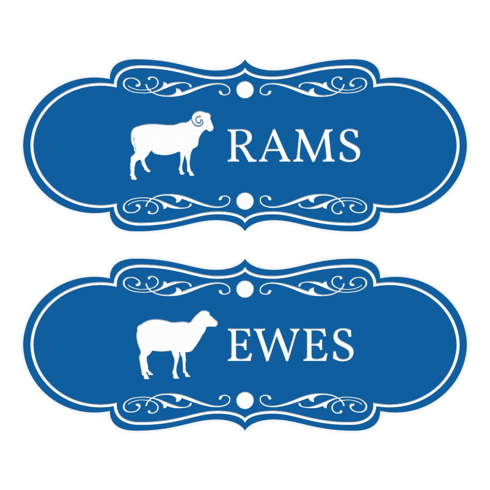 Signs ByLITA Designer Rams and Ewes 2 Pack Restroom Sign (Blue) - Large ...